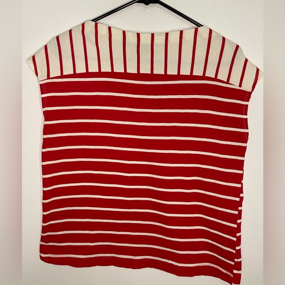 Tops | Red And Cream Striped Top | Poshmark